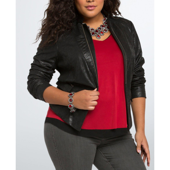 torrid | Jackets & Coats | Torrid Faux Leather Mixed Moto Jacket Size 4 ...